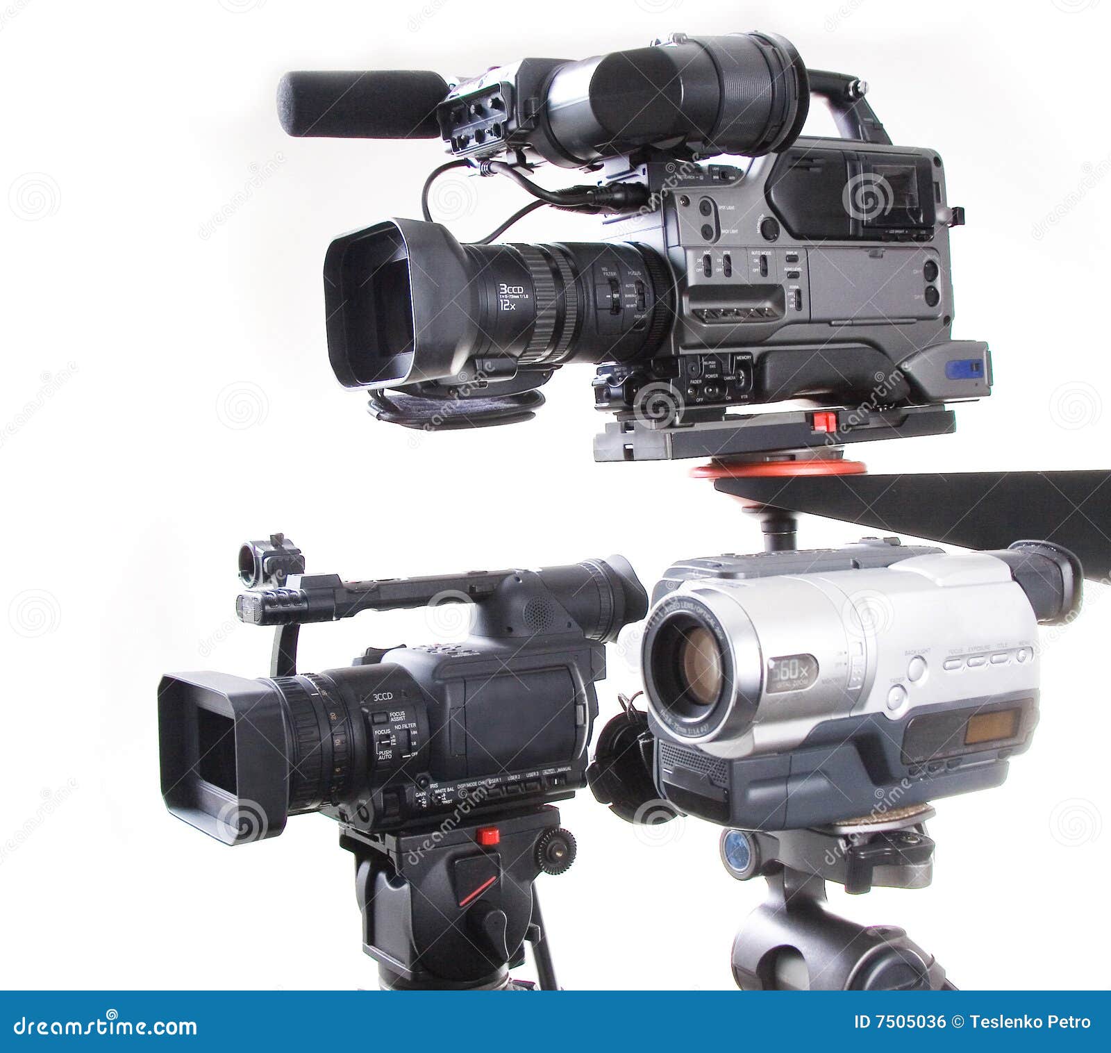 Three different camcorders stock photo. Image of television - 7505036