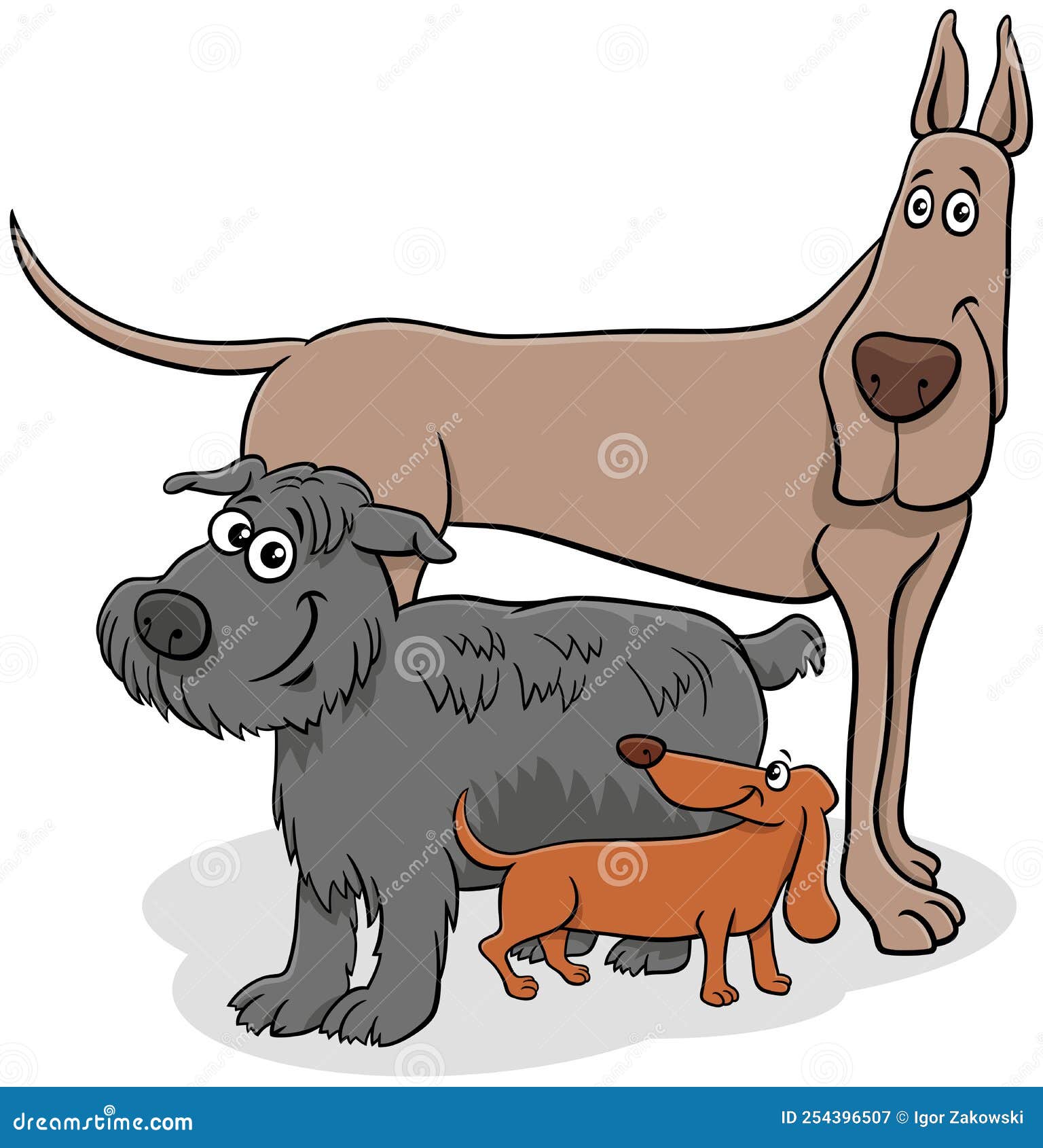 Three Different Cartoon Dogs Animal Characters Stock Vector ...