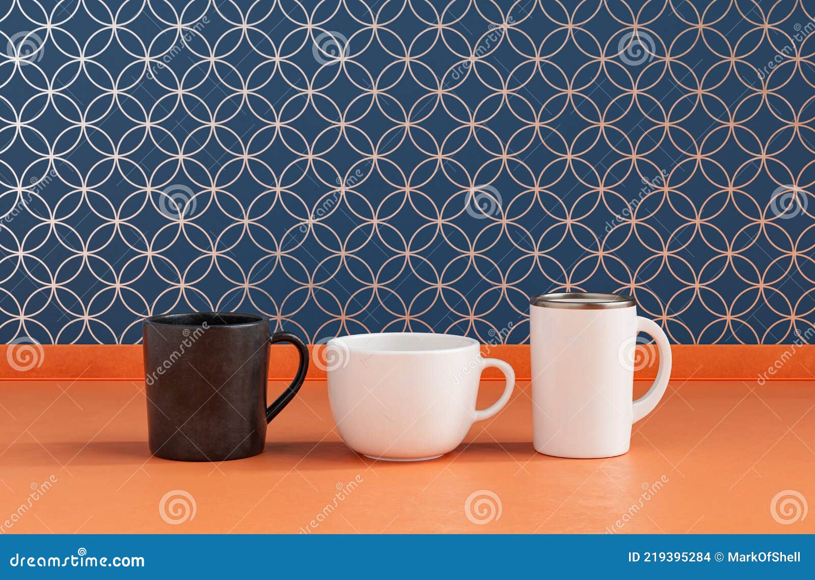 Three Different Coffee Mugs Side by Side on Kitchen Countertop with ...