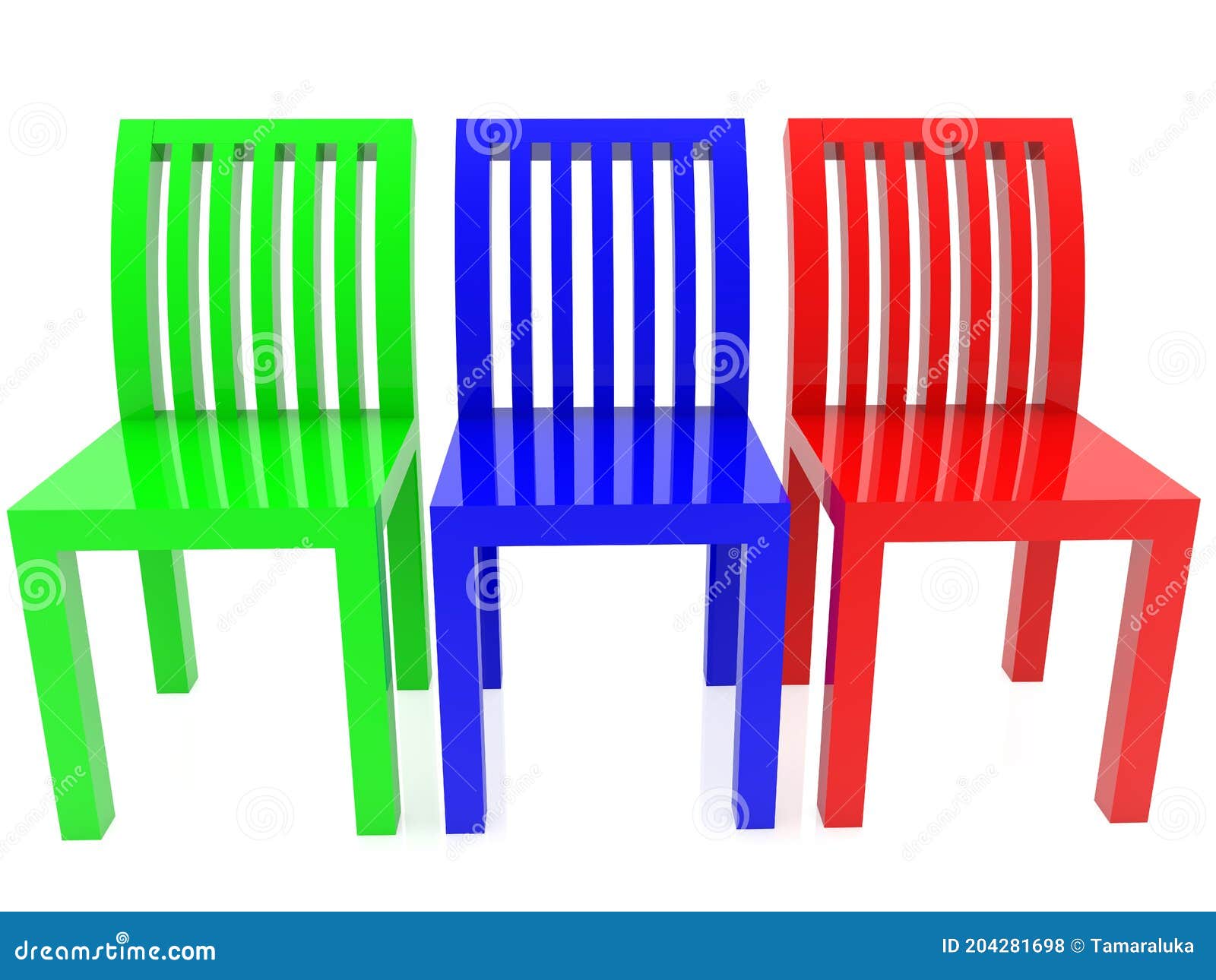 Three Different Colored Chairs on White Stock Illustration ...