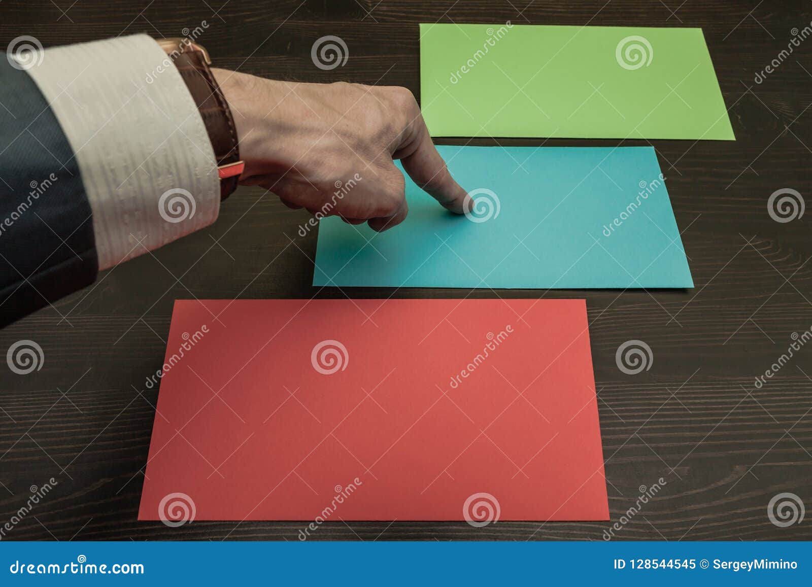 Three Different Colored Envelopes. the Moment of Choice. Stock Image ...