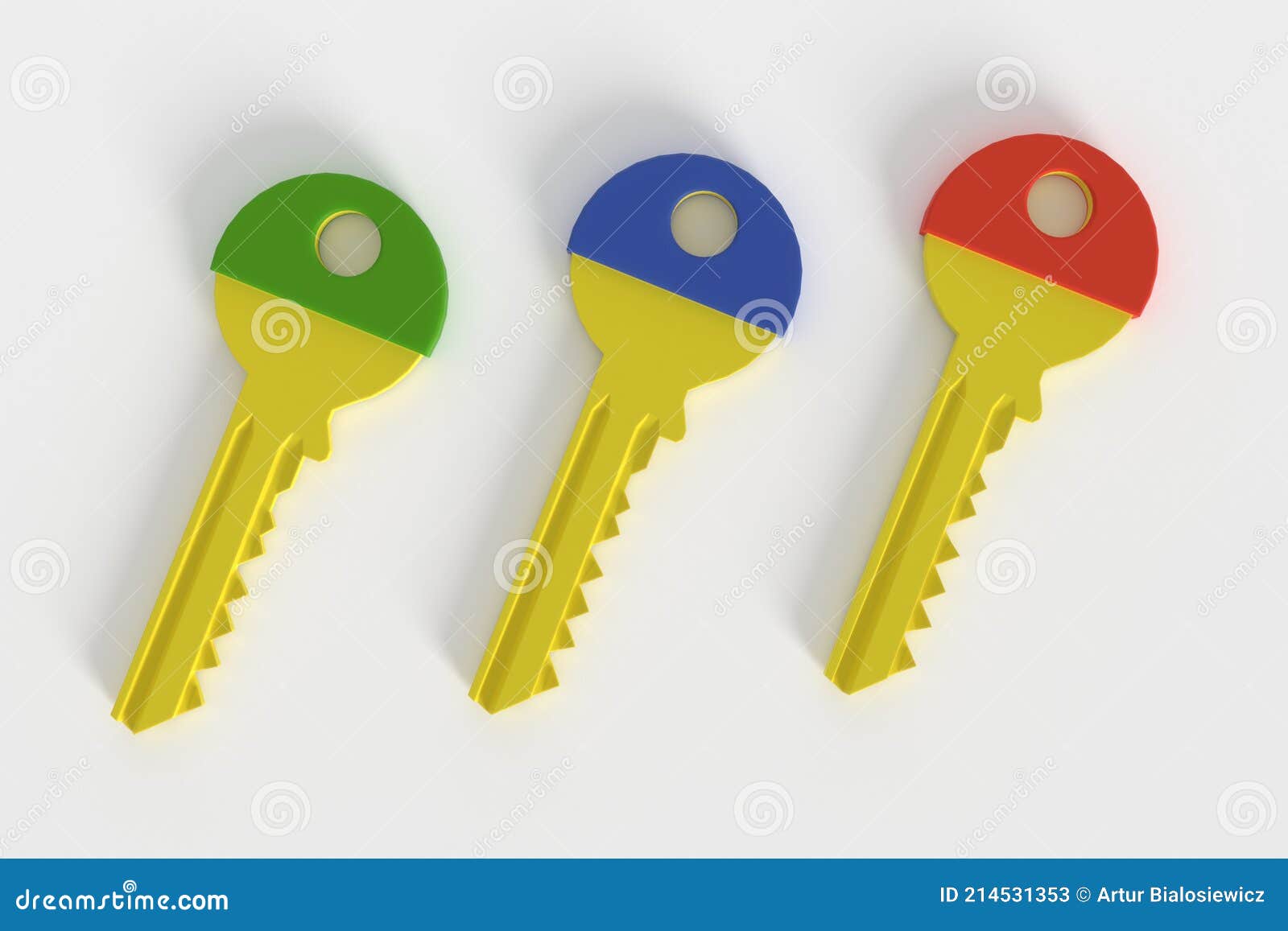 Three Different Colored Keys Stock Illustration - Illustration of ...