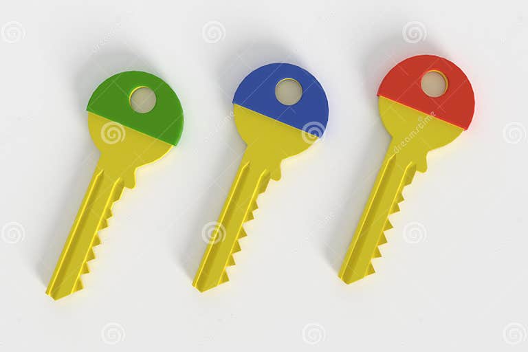 Three Different Colored Keys Stock Illustration - Illustration of ...