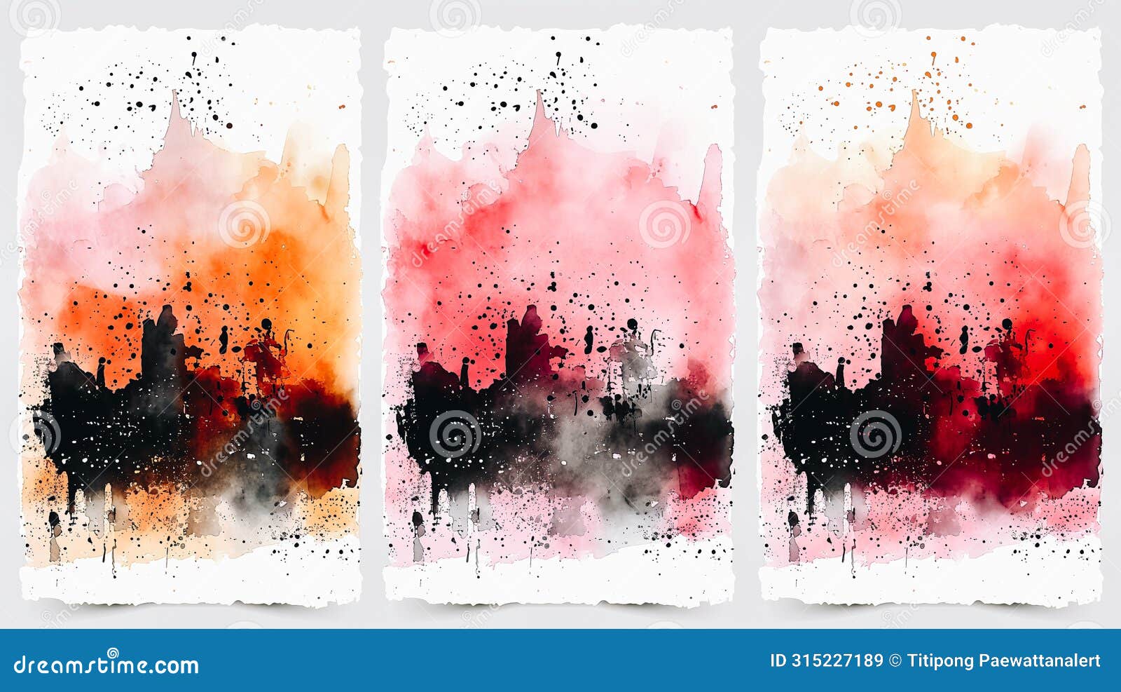 Three Different Colored Pages with a Splash of Color and Black and ...