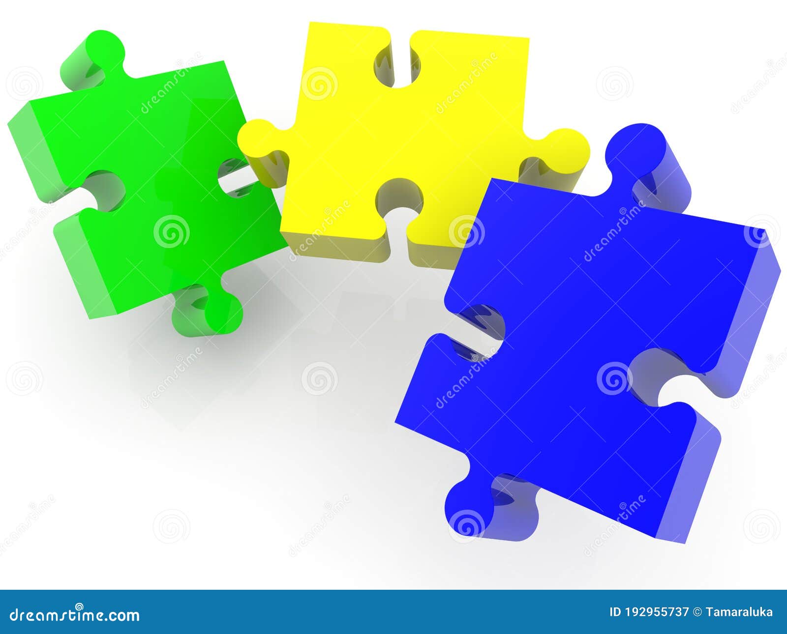 Three Different Colored Puzzle Pieces on White Stock Illustration ...