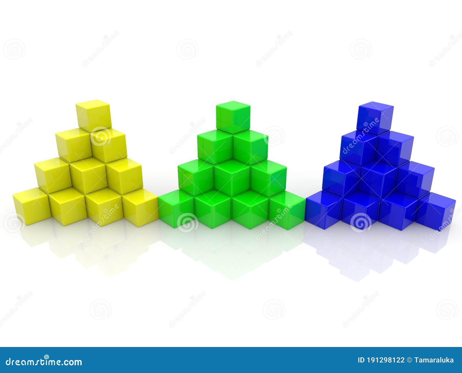 Three Different Colored Pyramids from Toy Blocks To White Stock ...