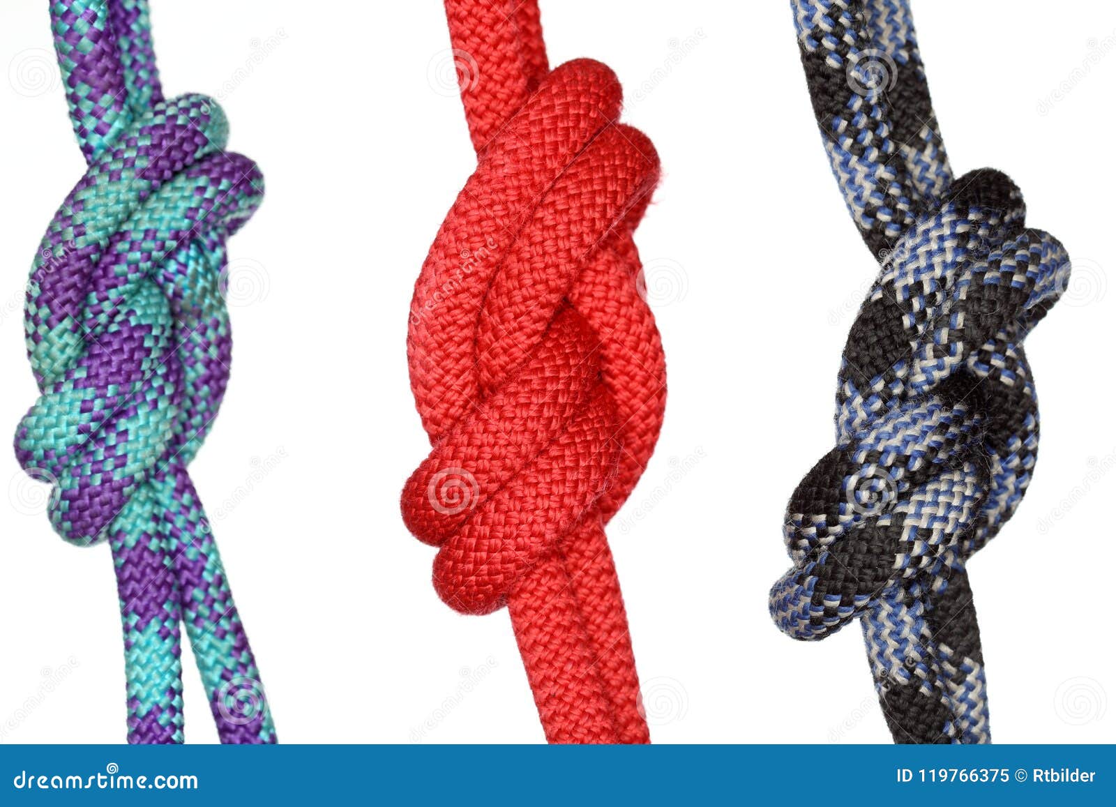 Three Different Colored Rope Knots Stock Image - Image of knot, symbol ...