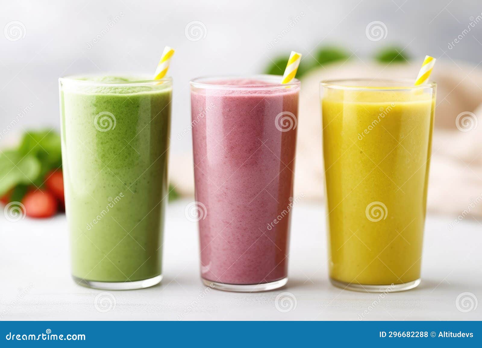 Three Different Colored Smoothies Side by Side Stock Photo - Image of ...