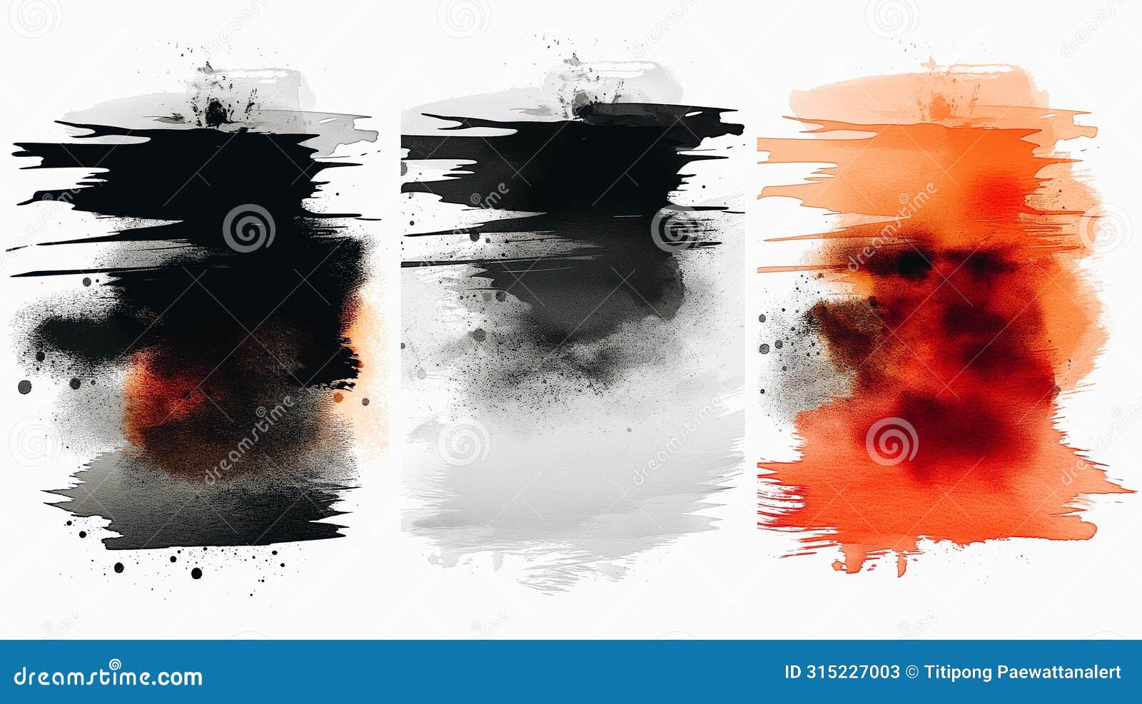 Three Different Colored Splatters of Paint on a White Background Stock ...