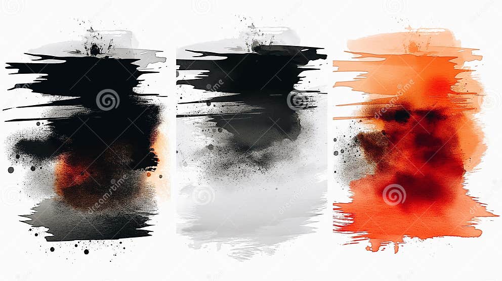 Three Different Colored Splatters of Paint on a White Background Stock ...