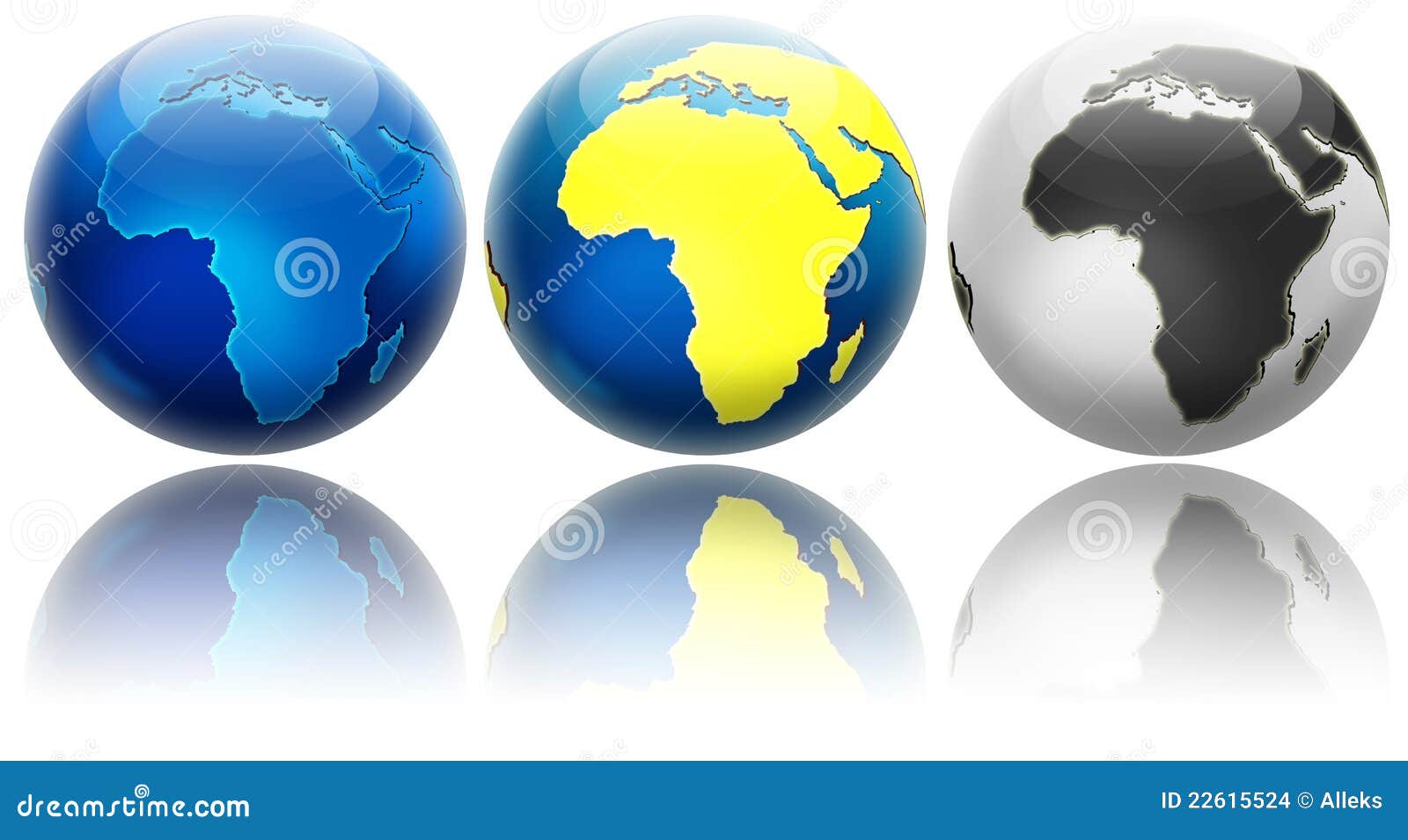 Three Different Colors Globe Variations Africa Stock Illustration ...