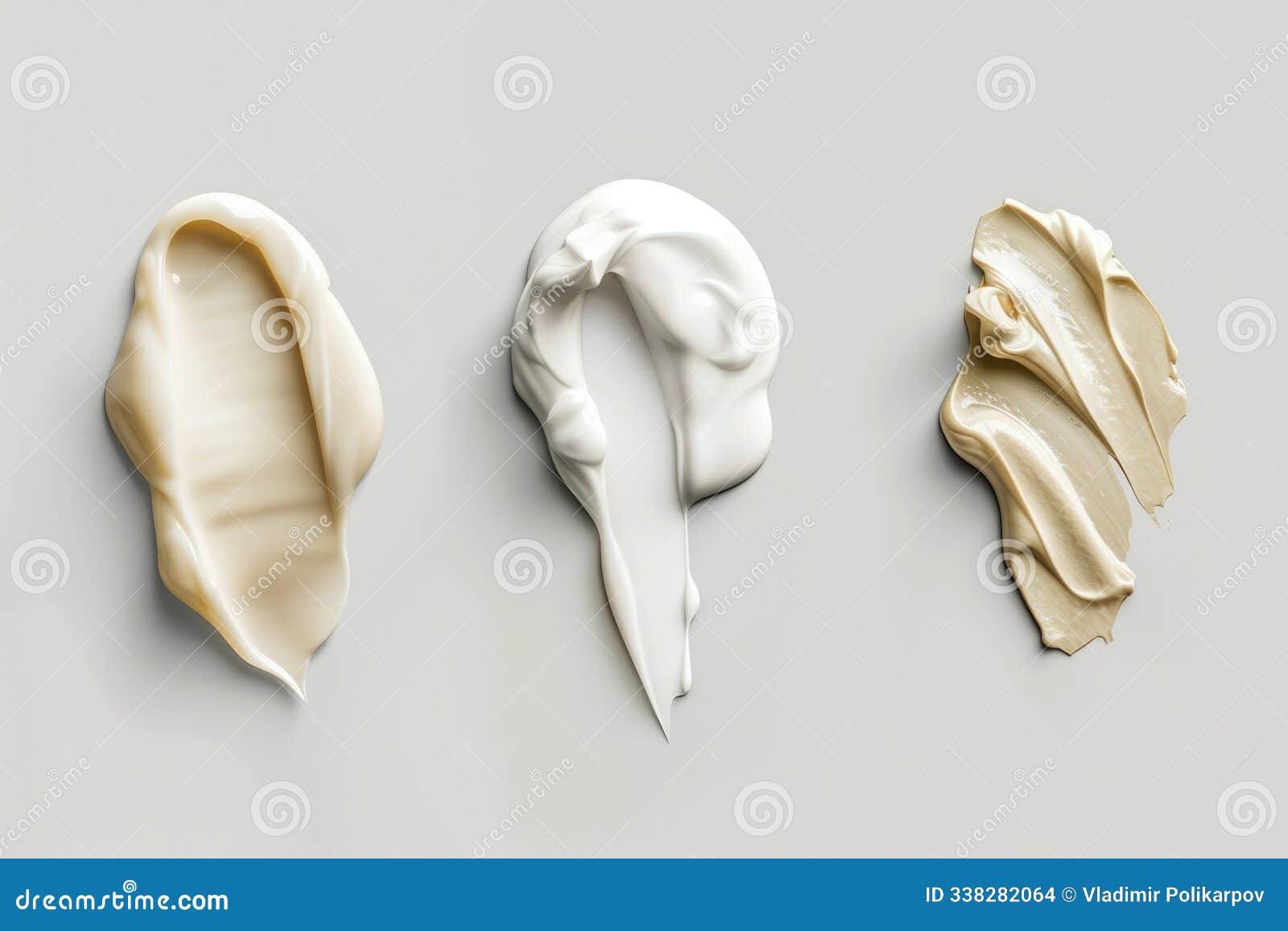Three Different Cream Textures on a White Surface Stock Illustration ...