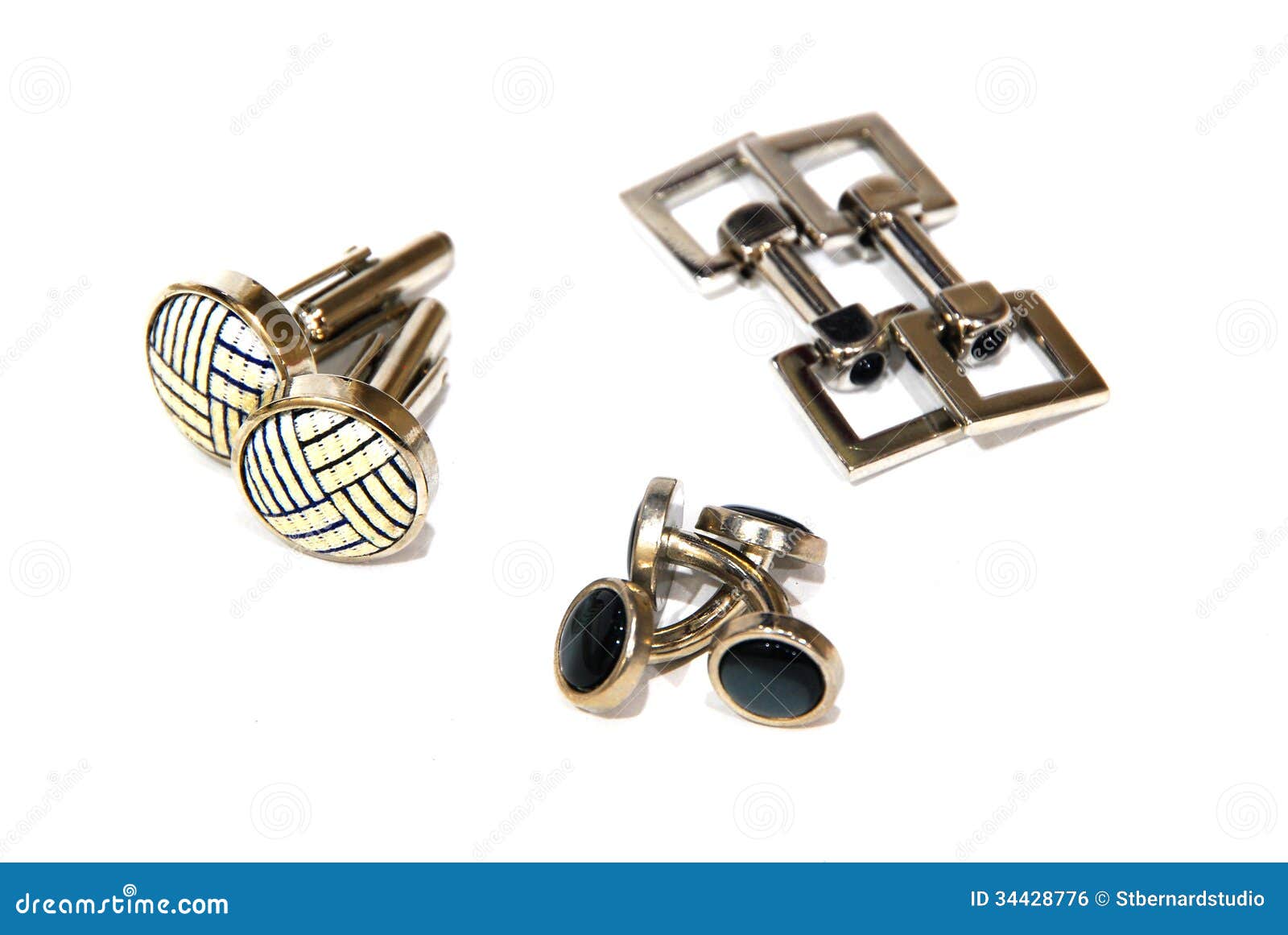 Three Different Design of Cufflink Stock Photo - Image of metal ...