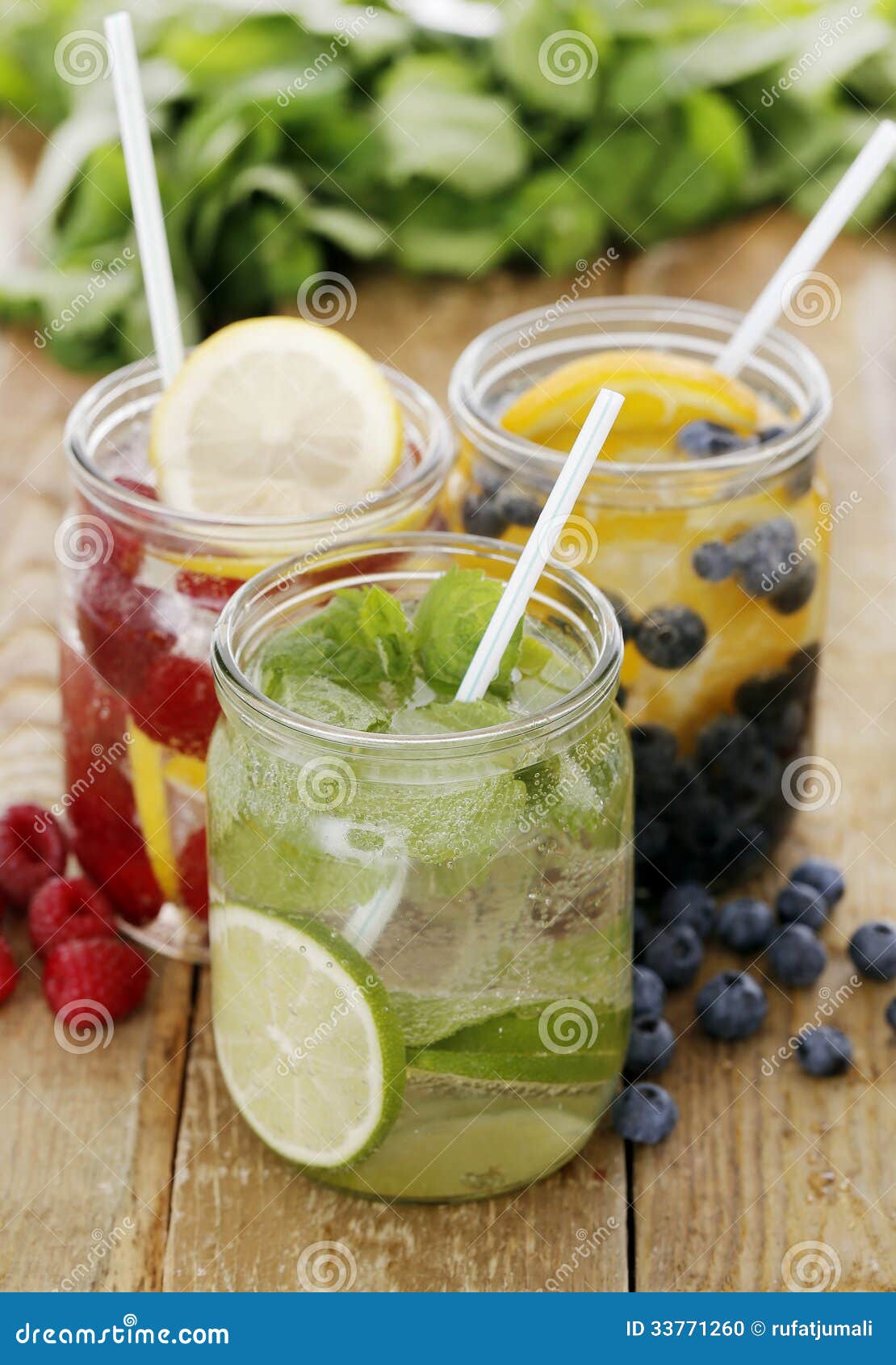 Three Different Drinks on a Table Stock Photo - Image of bilberry ...