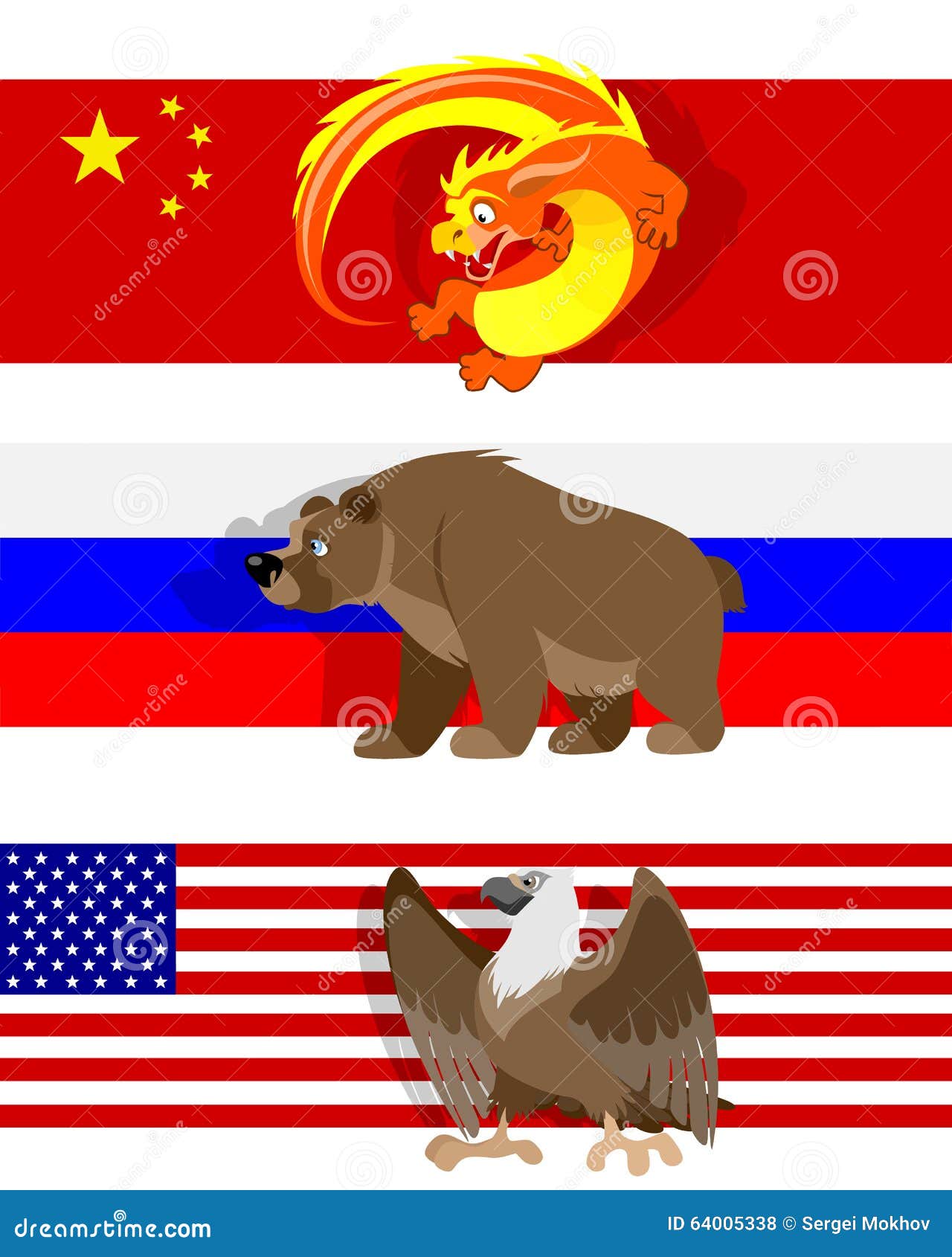 Three different flags stock vector. Illustration of world - 64005338