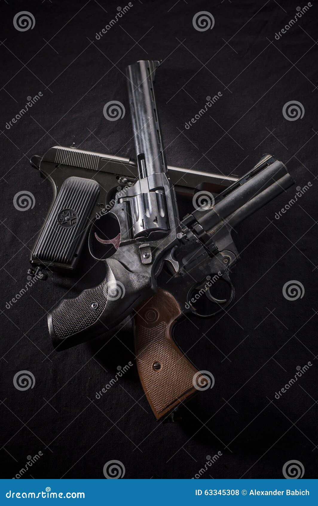 Three Revolvers With Gun Drums Isolated On White Royalty-Free Stock ...