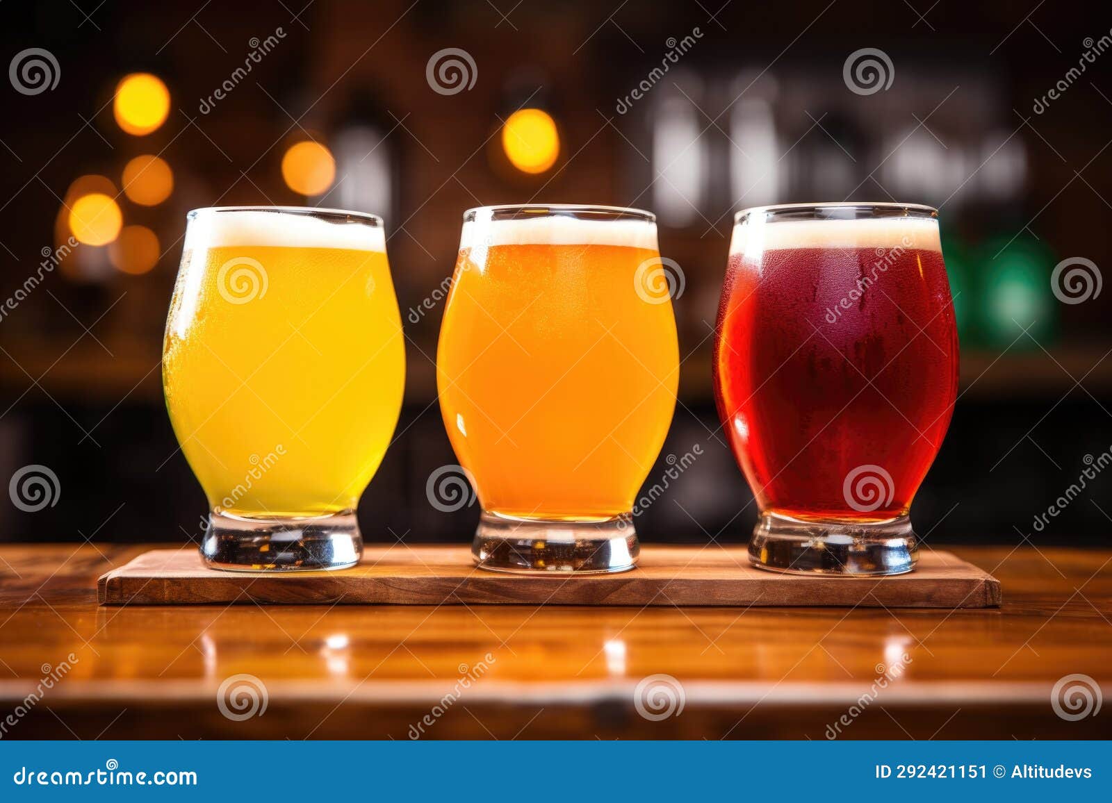 Three Different Ipas in Various Colored Glasses Stock Illustration ...