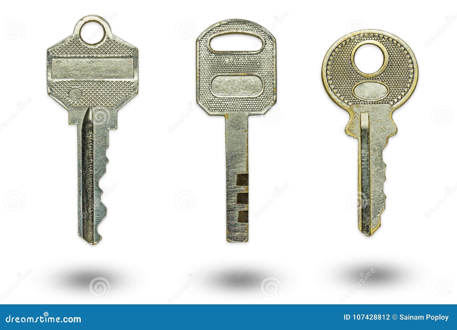 Three Different Keys on a White Background. Stock Photo - Image of ...