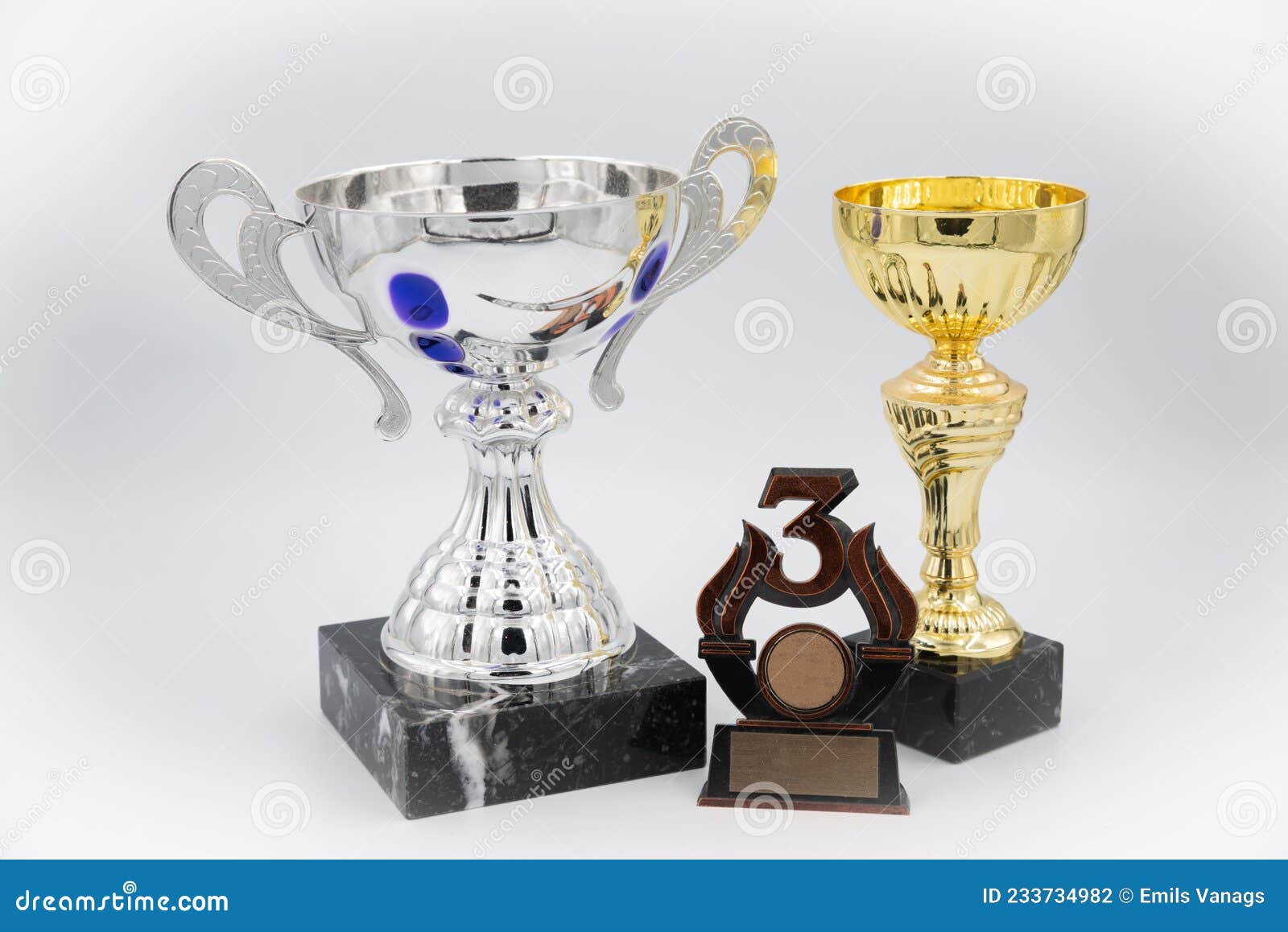 Three Different Kind of Trophies. Isolated on White Background Stock ...