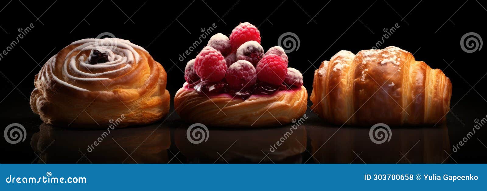 Three Different Kinds of Pastries are Shown Stock Photo - Image of ...