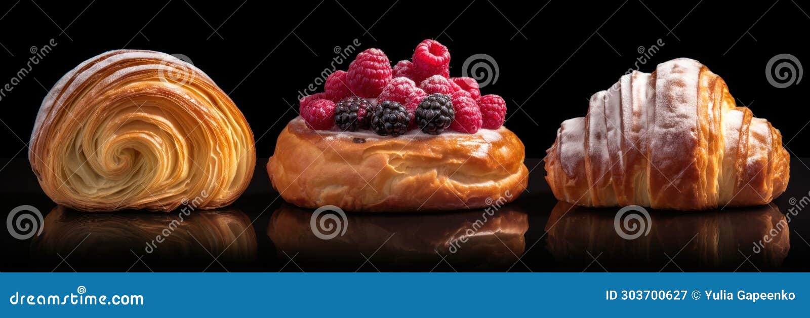 Three Different Kinds of Pastries are Shown Stock Image - Image of ...