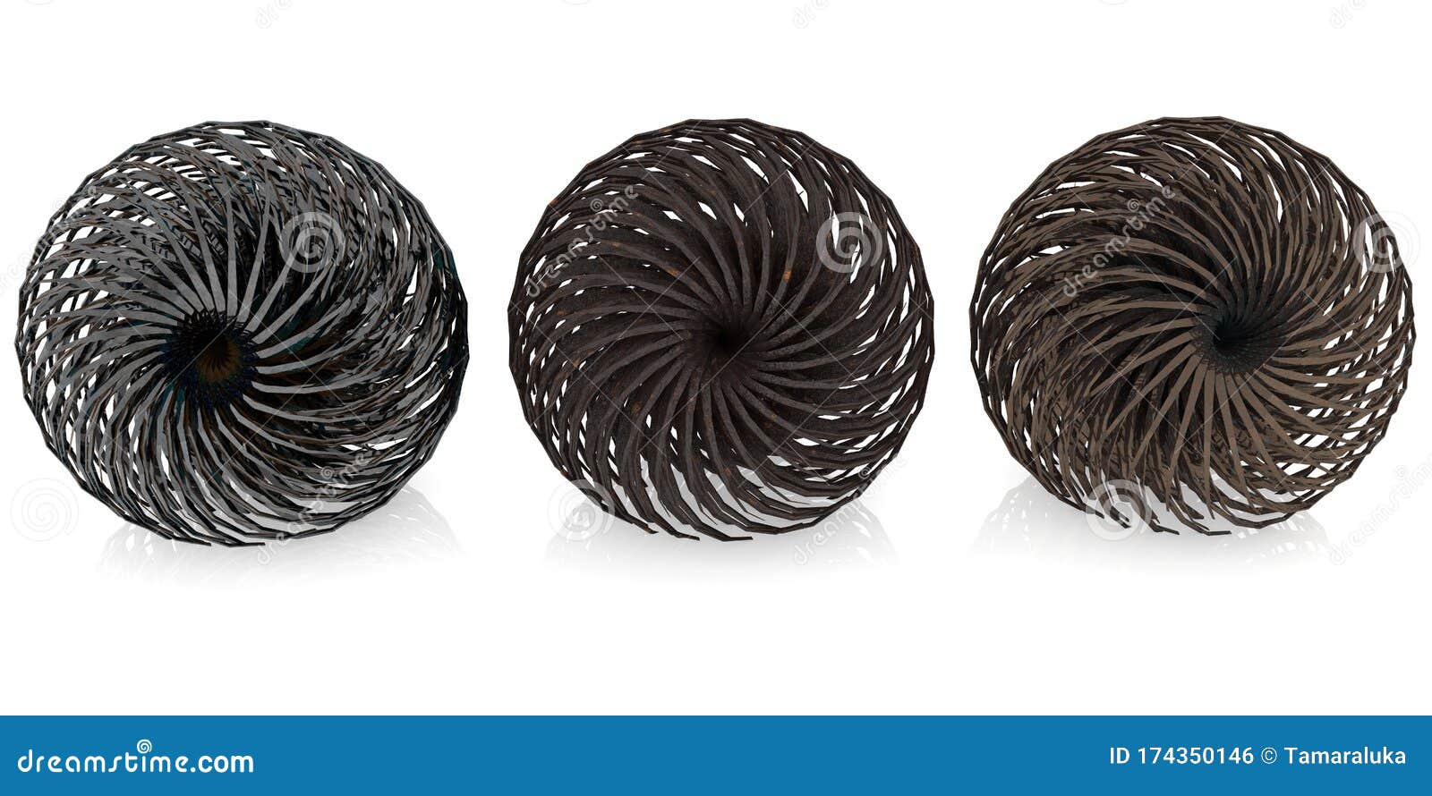 Three Different Metal Abstract Balls on a White Stock Illustration ...