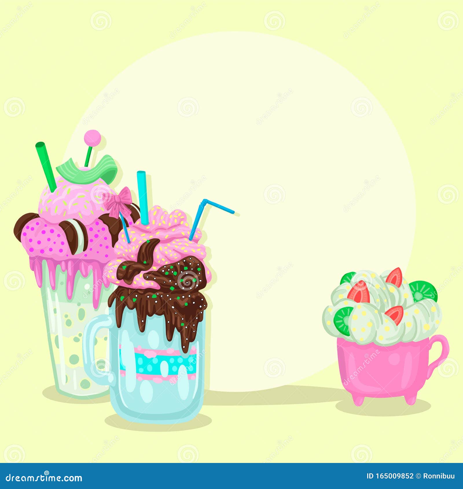 Three Different Milkshakes. Vector Objects on White Background Stock ...