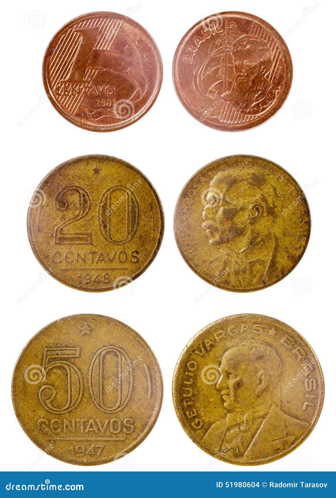 Three Different Old Brazilian Coin Stock Photo - Image of coins ...