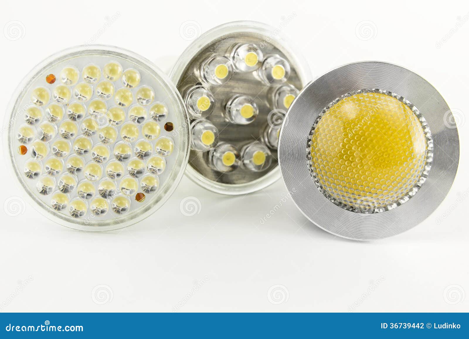 Three Different Optics for LED Light Bulbs Stock Photo - Image of ...