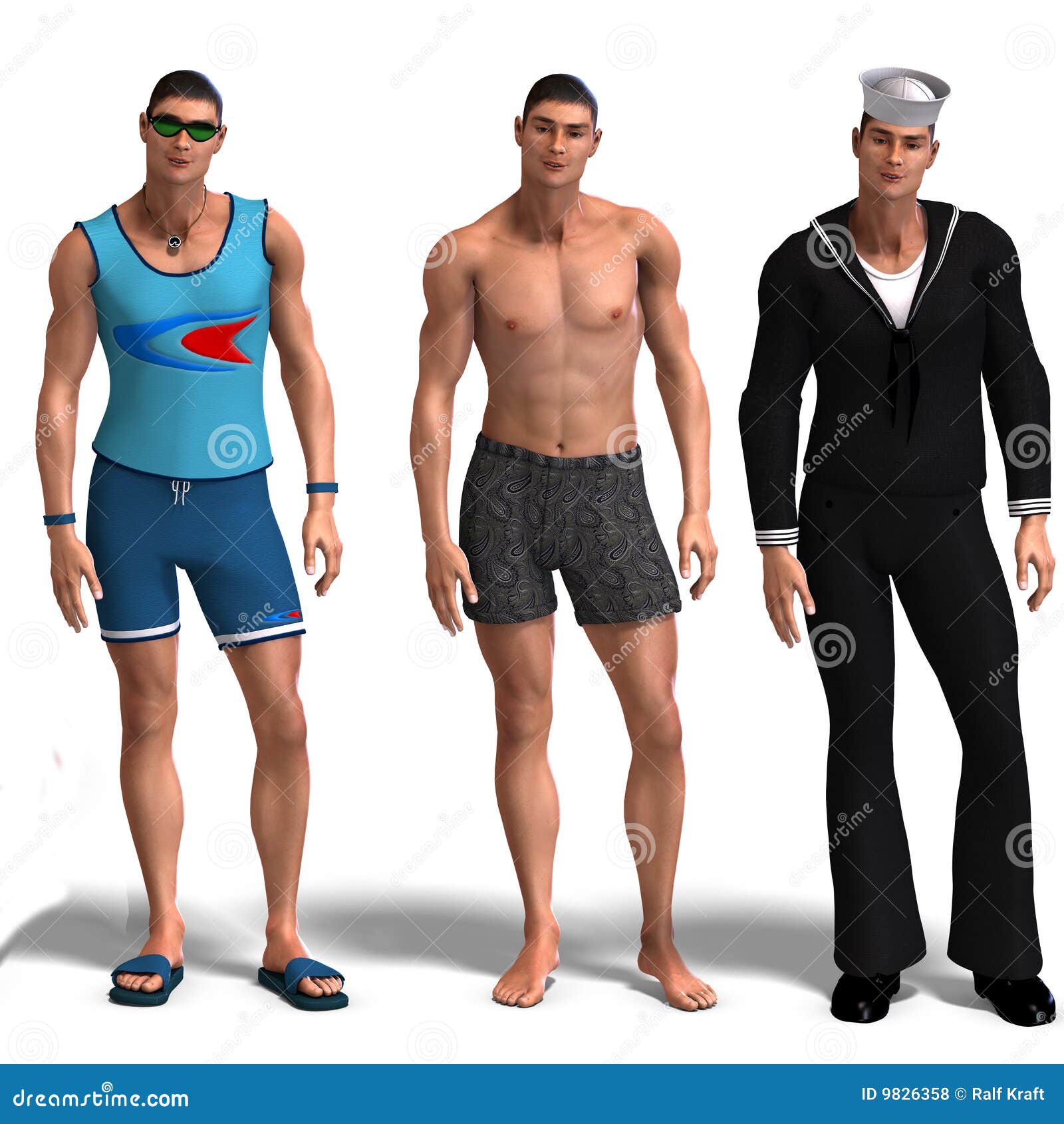 Muscular Sailor Man, Seaman Character In Striped Singlet Vector ...