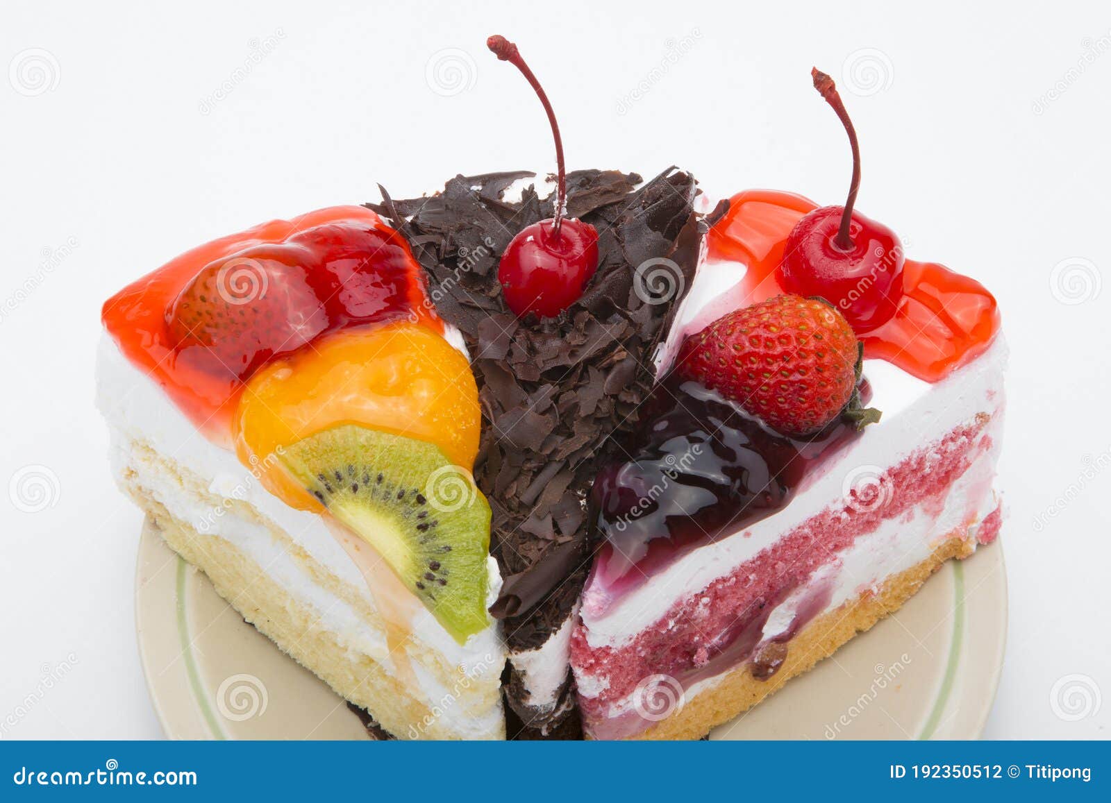 Three Different Pieces of Cake. Isolated on White Background Stock ...