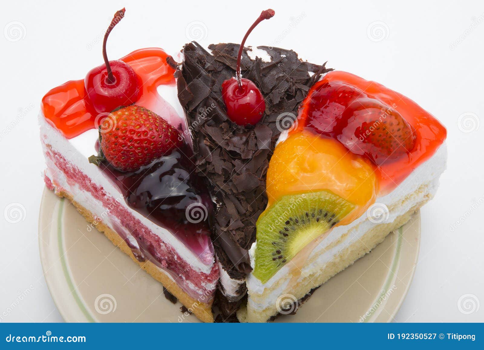 Three Different Pieces of Cake. Isolated on White Background Stock ...