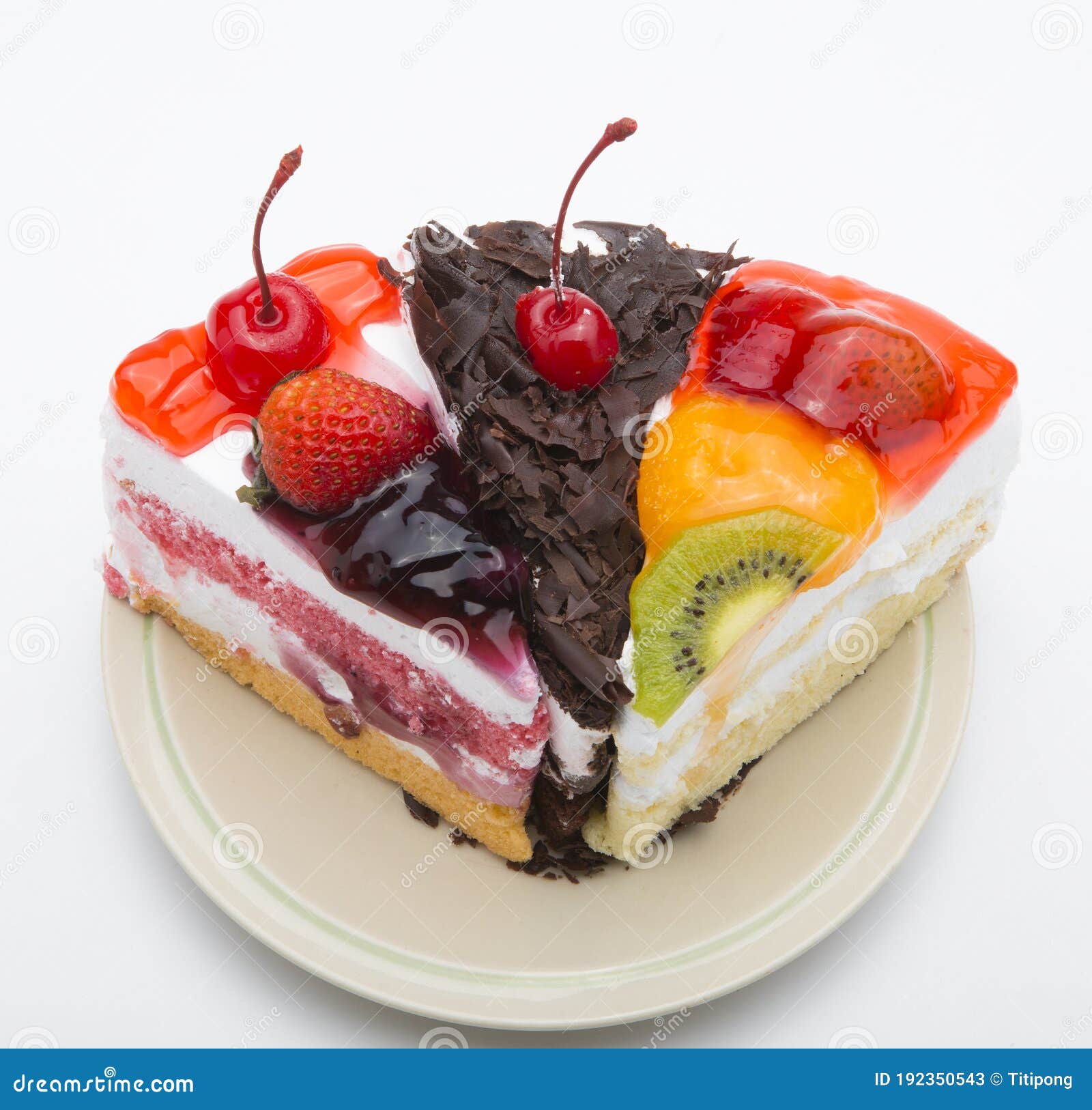 Three Different Pieces of Cake. Isolated on White Background Stock ...