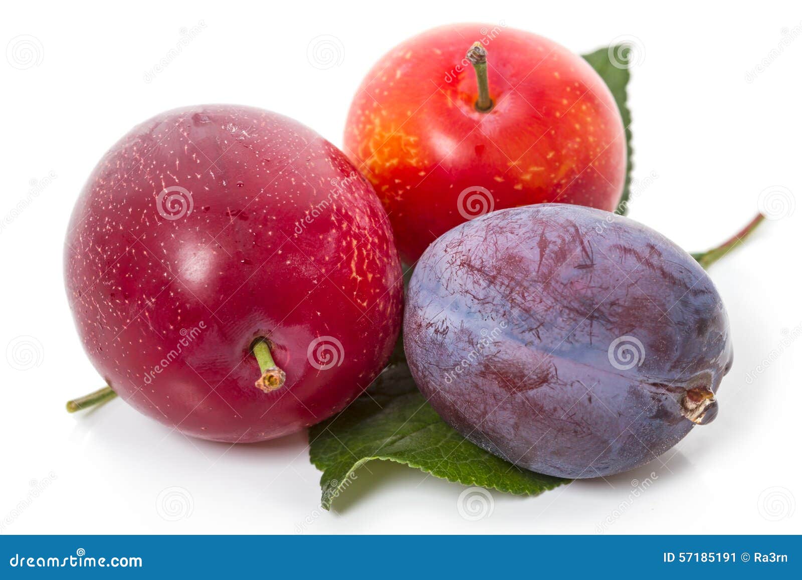 Three different plums stock image. Image of background - 57185191
