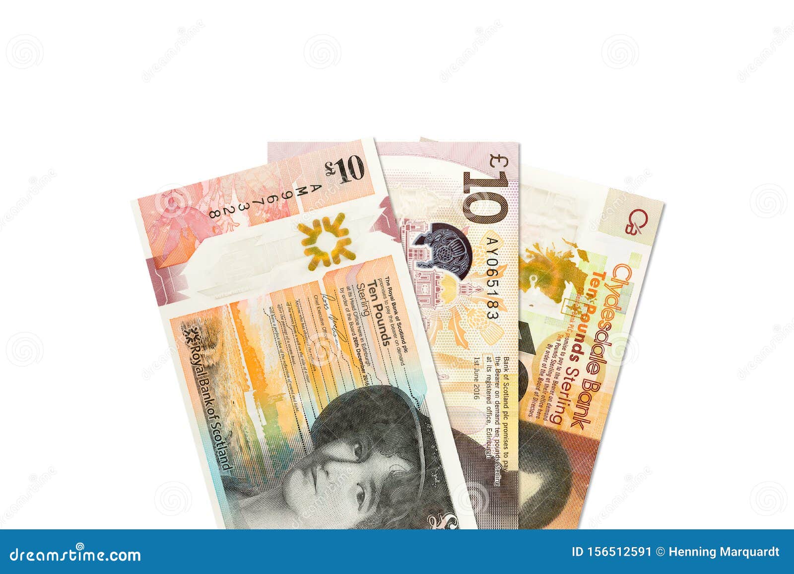 Different 10 Pounds Sterling Banknotes Issued by Scottish Banks with ...