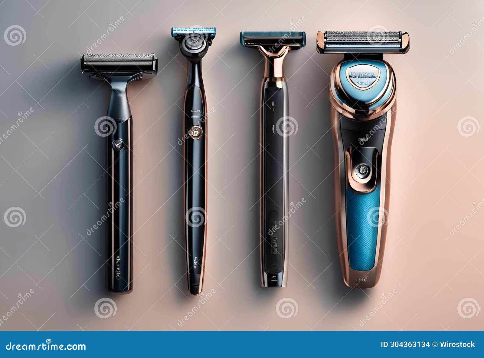 Three Different Razors and One Electric Razor on Display in Three ...