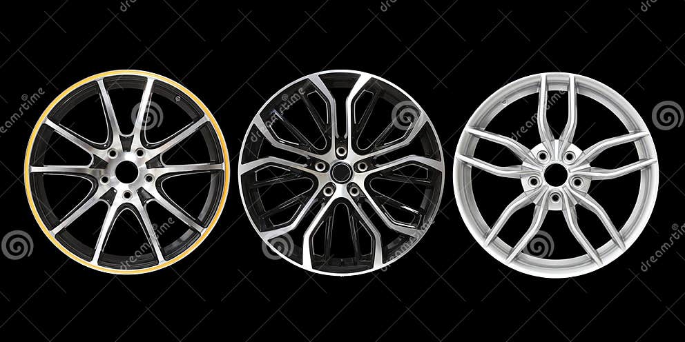 Three different rims stock illustration. Illustration of chrome - 35311635