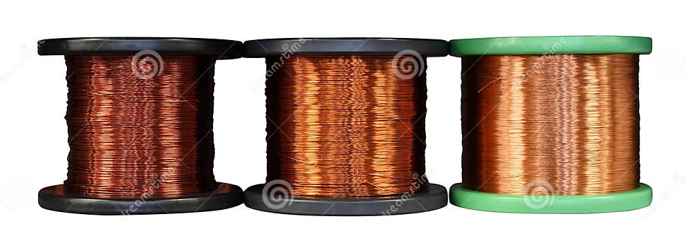 Three Different Rolls of Copper Wire Stock Photo - Image of coils ...