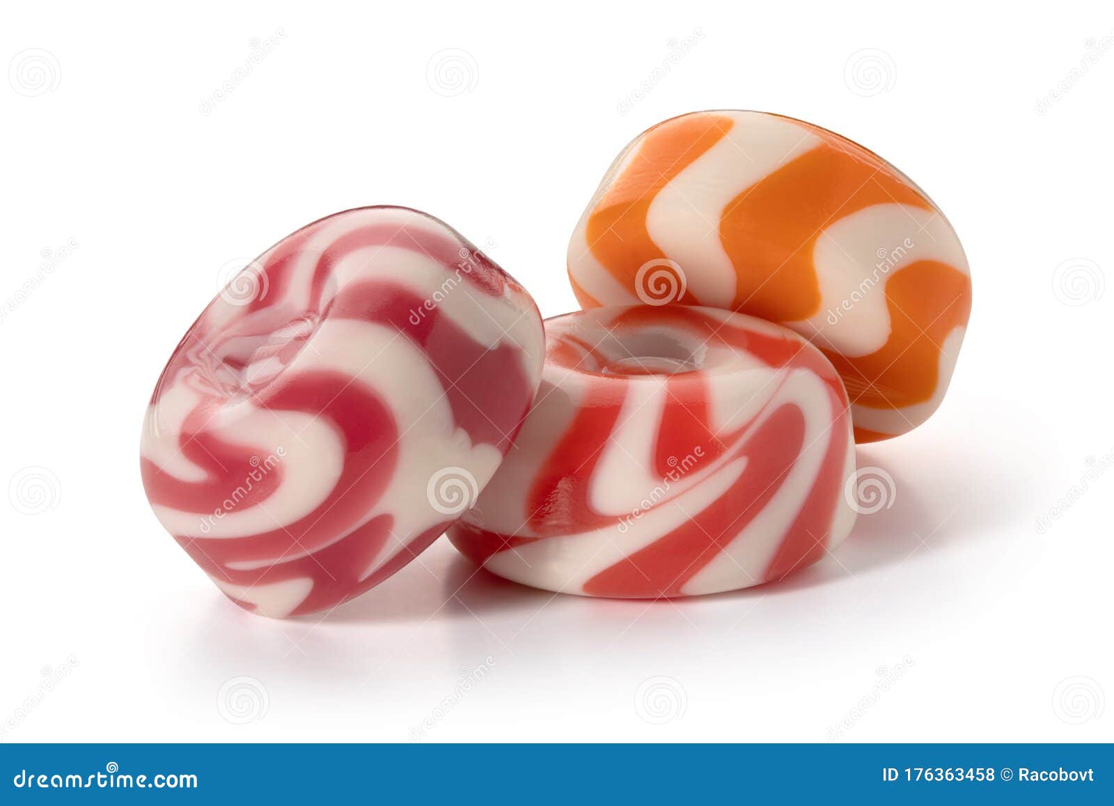 Three Different Round Milk Caramels Stock Photo - Image of striped ...