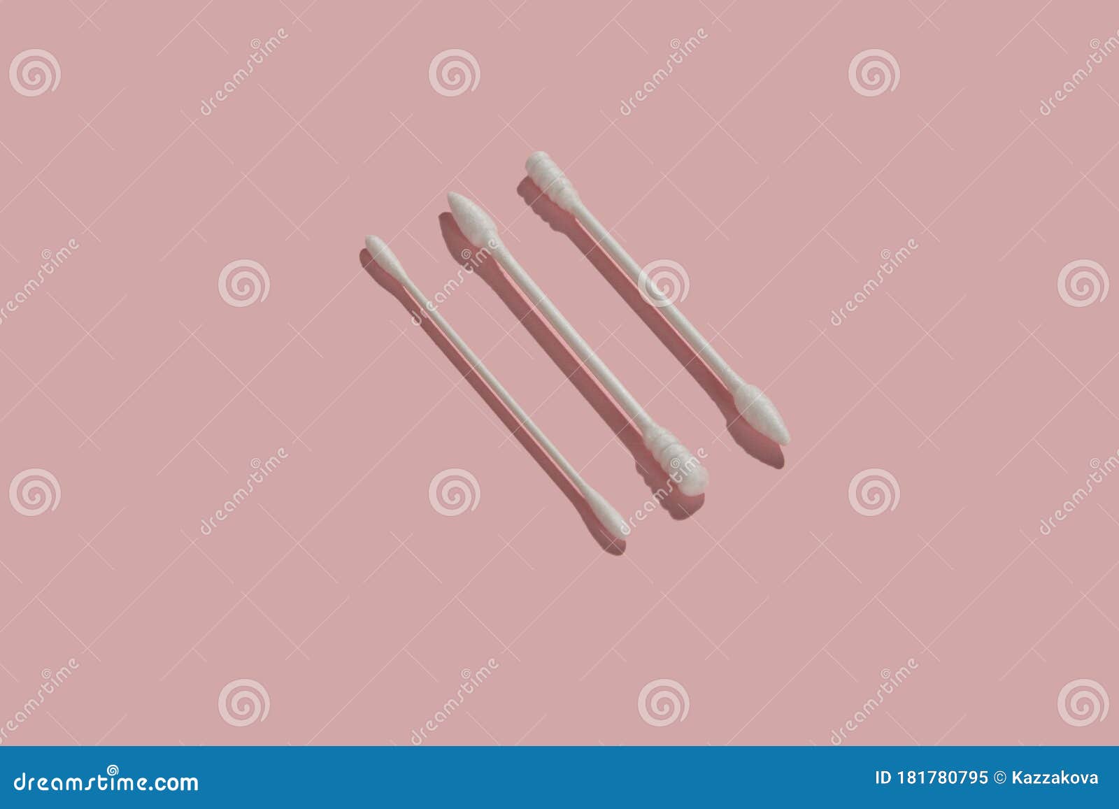 Three Different Shaped Cotton Swab on Pink Background Stock Image ...