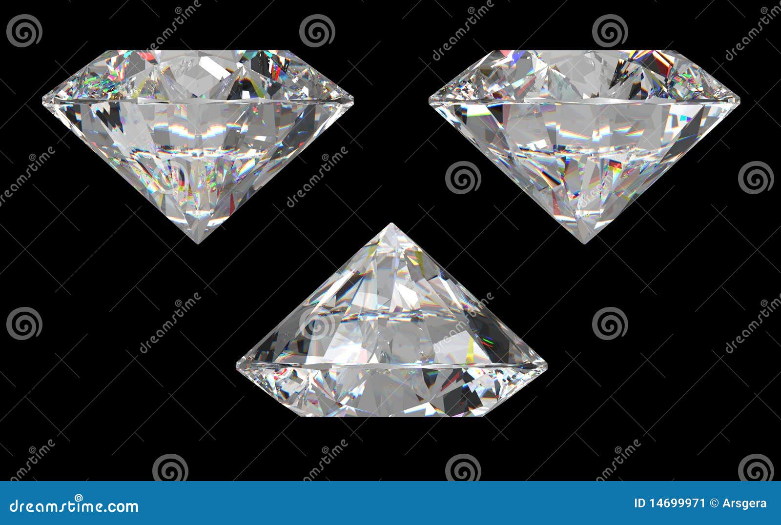 Three Different Side Views of Large Diamond Stock Illustration ...