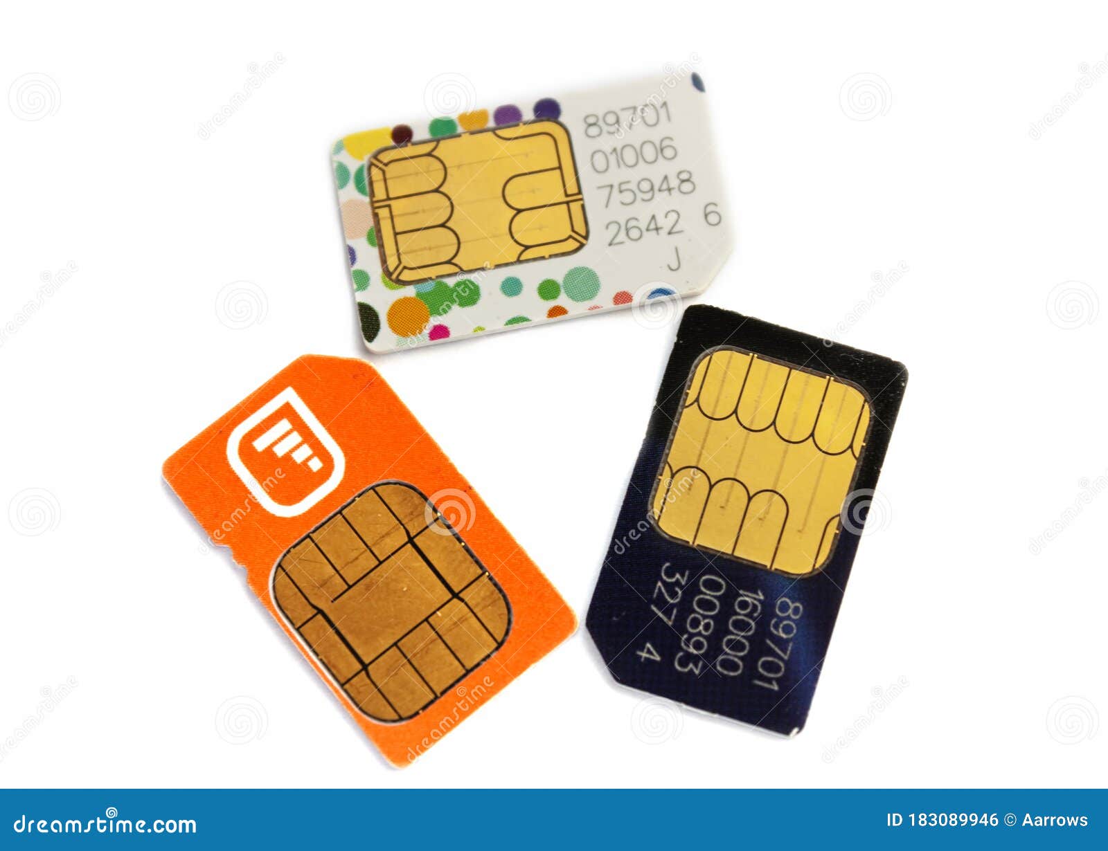 Three Different Sim Card Isolated on White Background Stock Photo ...