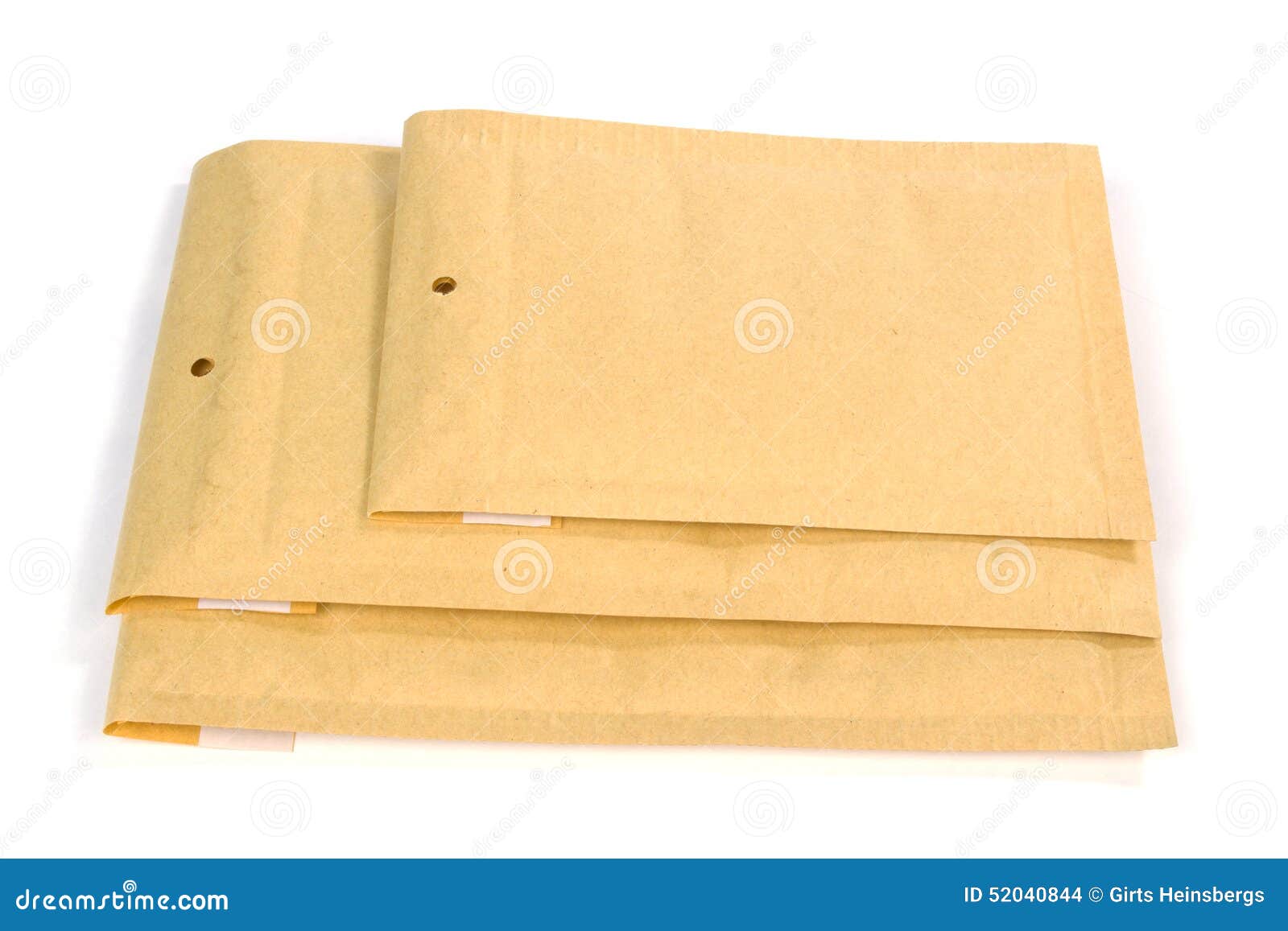 Three Different Size Bubble Lined Shipping or Packing Envelopes Stock ...