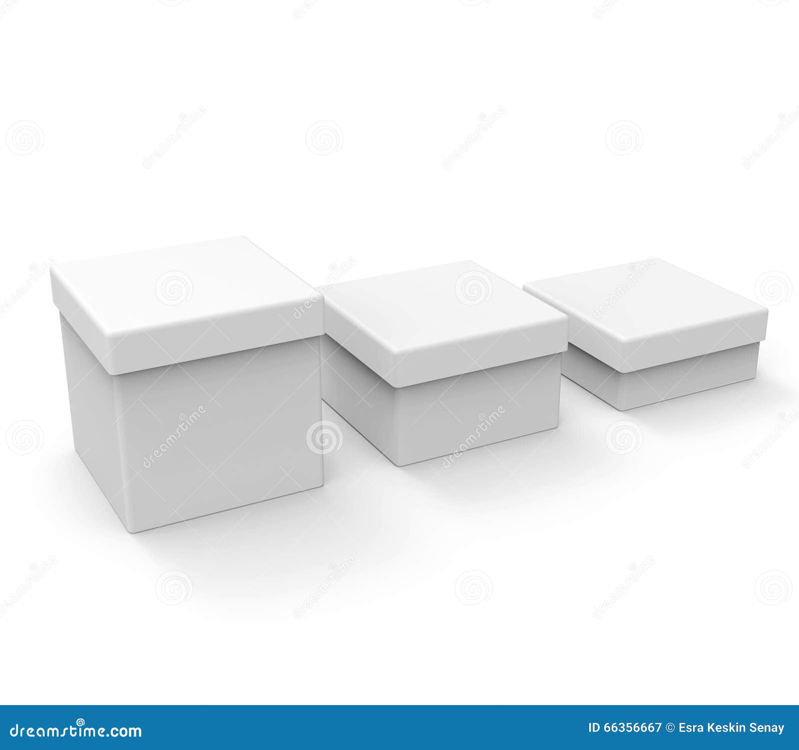 Three Different Size White Boxes, Square Shape Stock Illustration ...