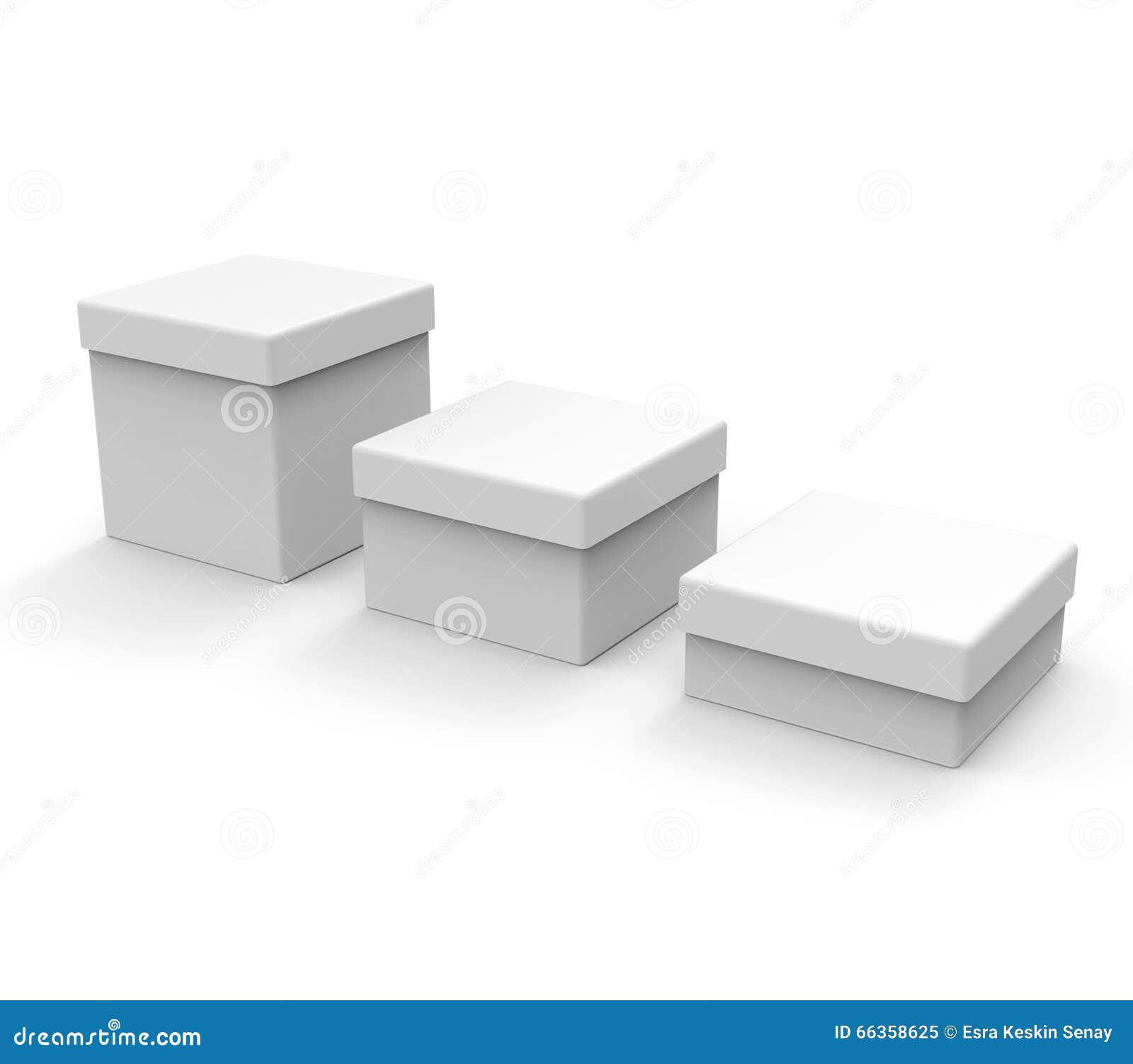 Three Different Size White Boxes, Square Shape Stock Illustration ...