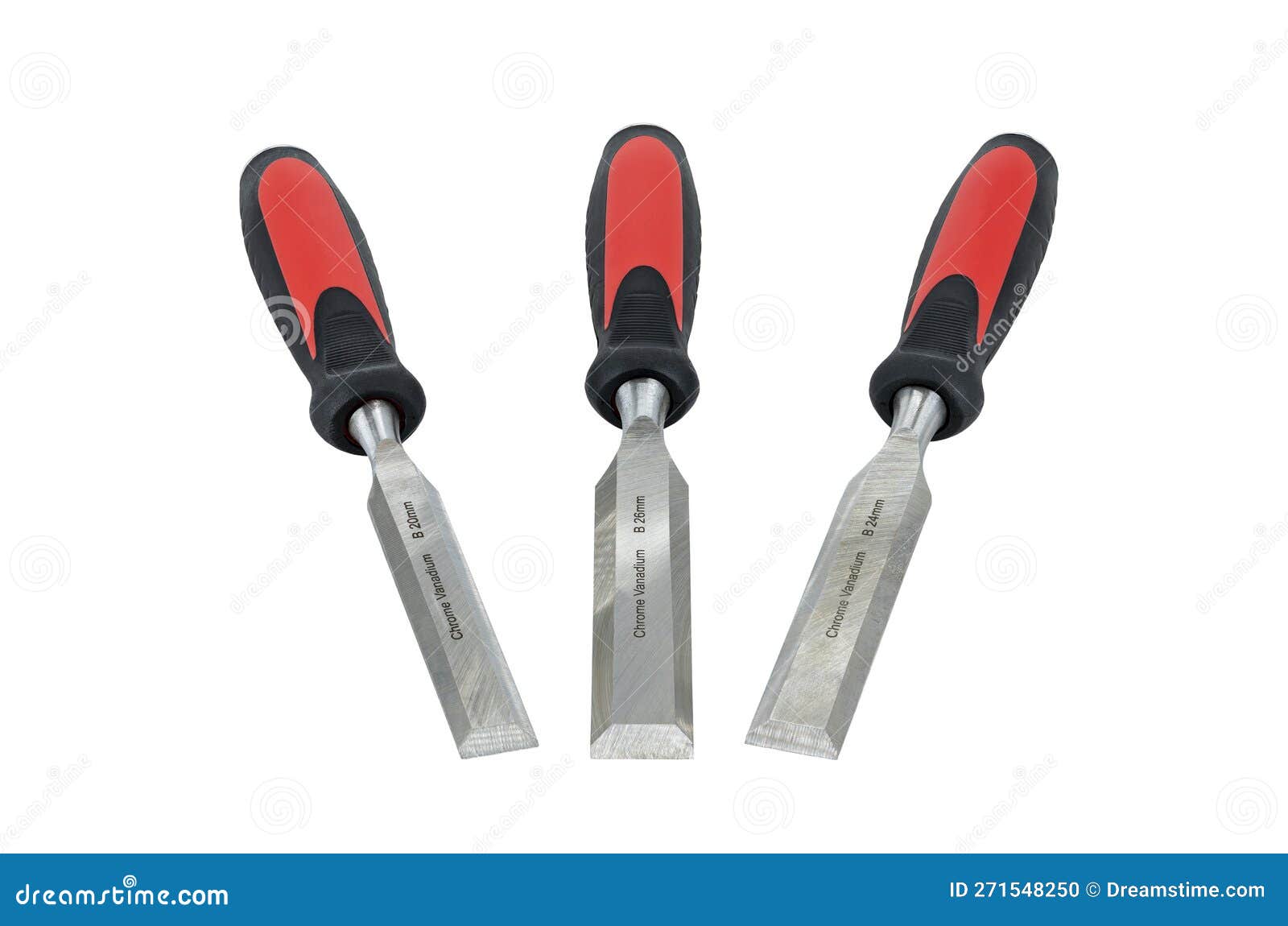 Three Different Sized Chisels with Red Handles Stock Photo - Image of ...