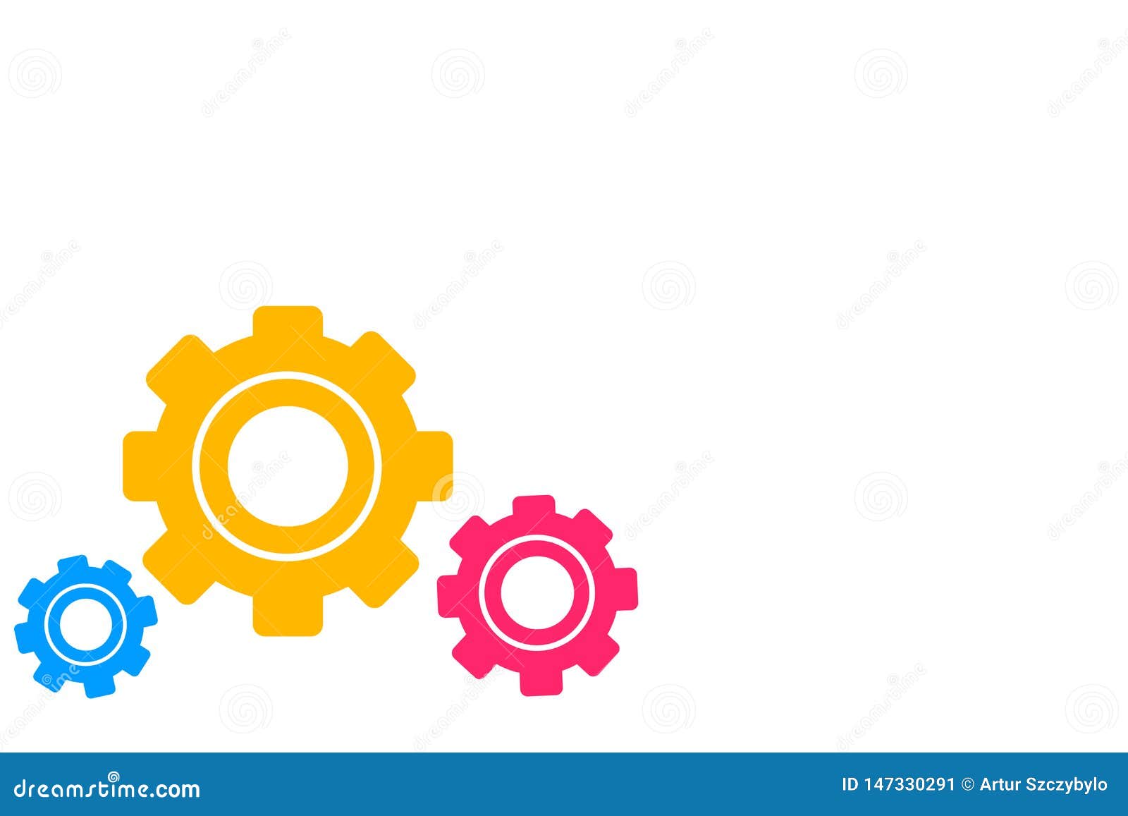 Three Different Sized Colored Cog Wheels Gear Engaging, Interlocking ...