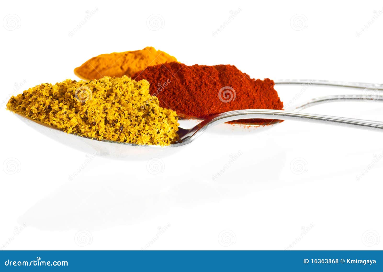Three Different Spices in Silver Spoons Stock Photo - Image of kitchen ...