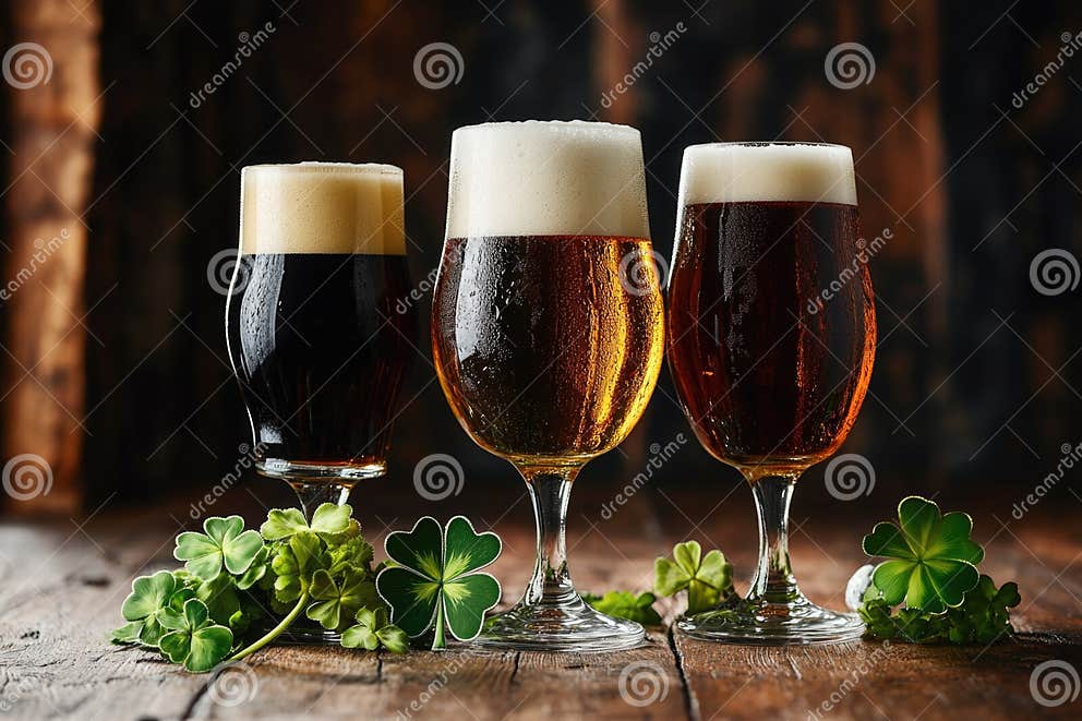 Three Different Types of Beer Stock Photo - Image of drinks, garnish ...