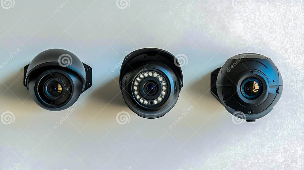 Three Different Types of CCTV Cameras,on a White Background Stock ...